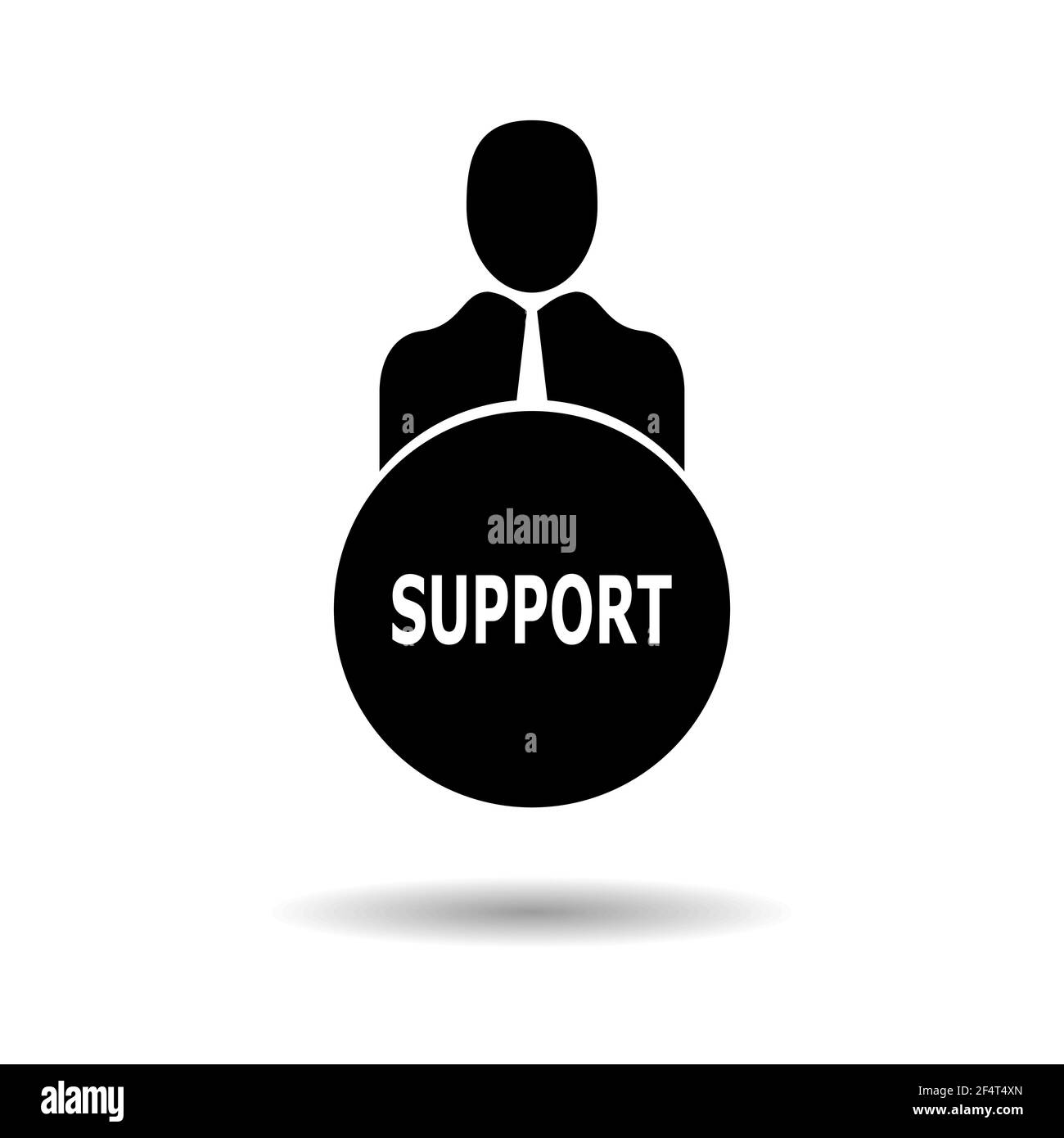 Business person with text SUPPORT flat icon. Isolated on white ...