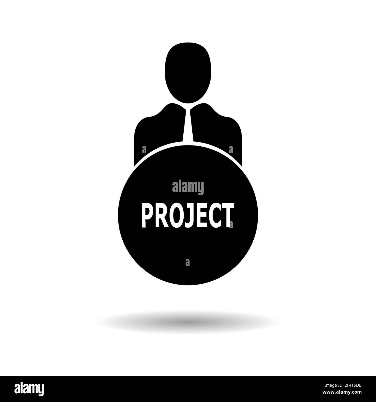 Business person with text PROJECT flat icon. Isolated on white ...