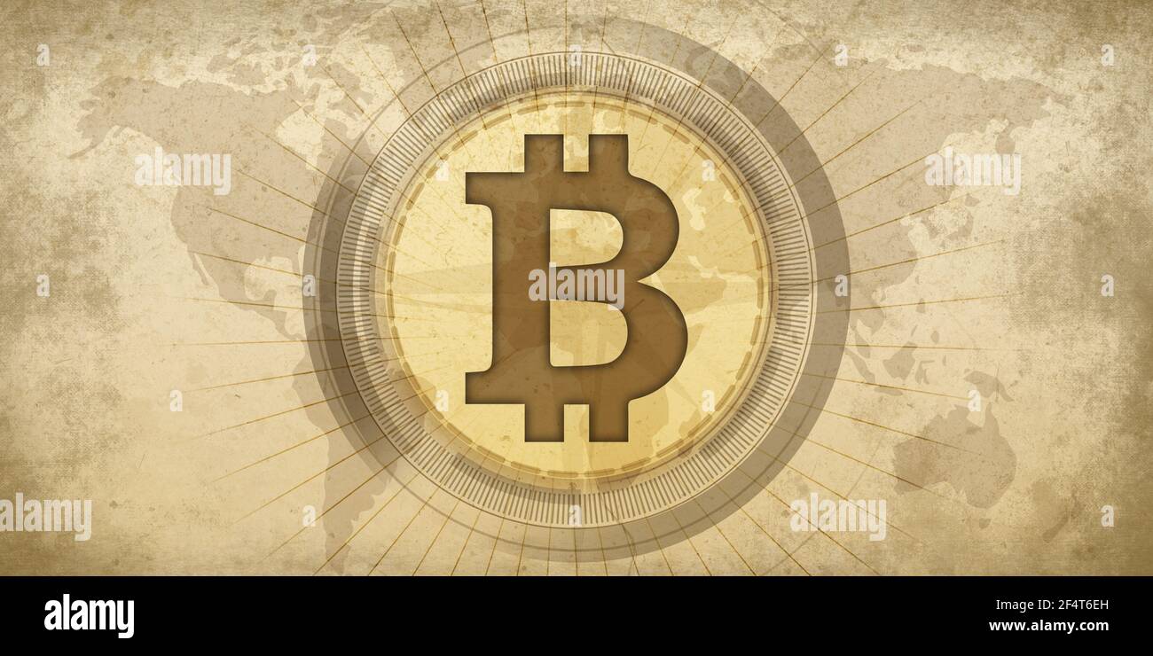 Abstract Old Classical Cryptocurrency background grunge. Modern bitcoin ...