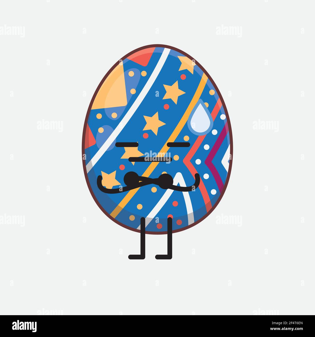 Vector Illustration of Easter Egg Character with cute face, simple ...