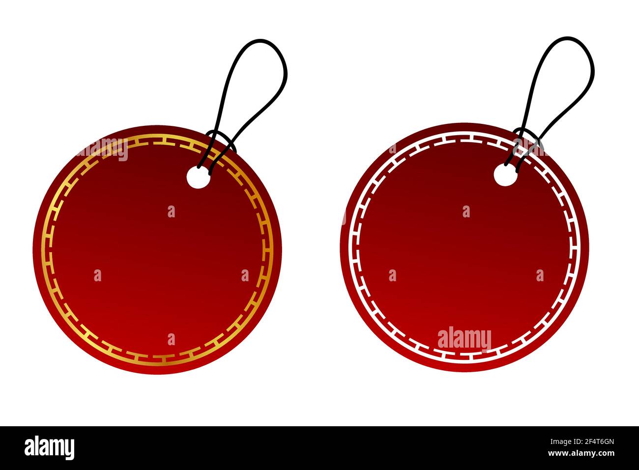 2 Circle Vector Red Gradient Tag, White and Golden China Style Border ...