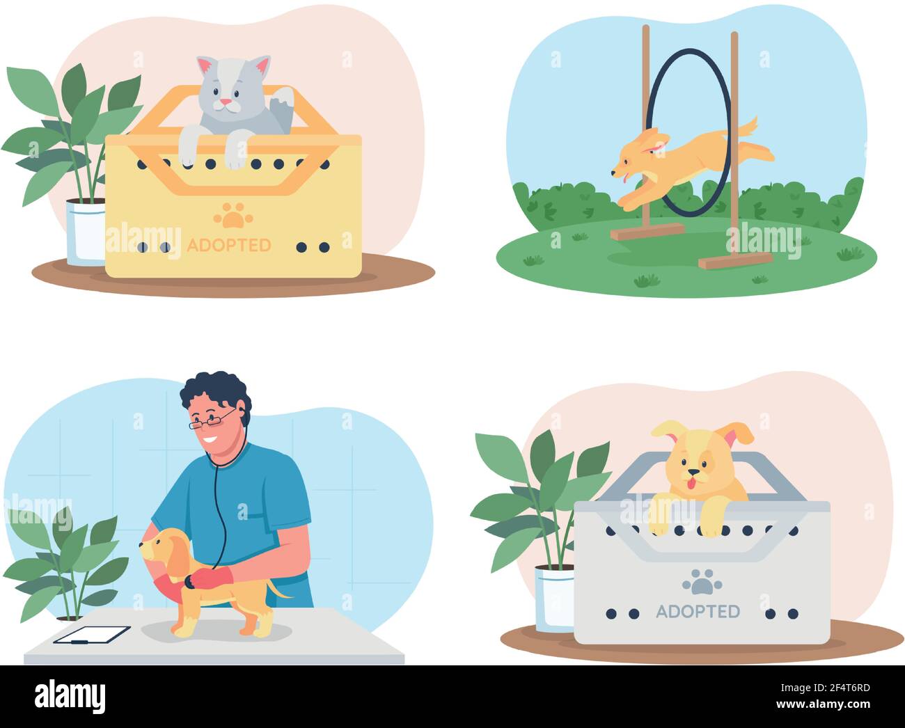 Pet care 2D vector web banner, poster set Stock Vector Image & Art - Alamy