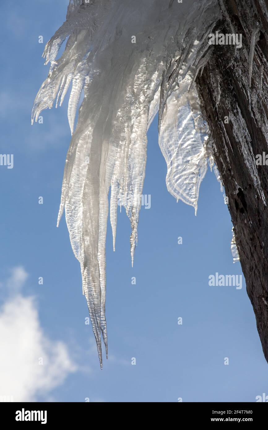 Wind blown Ice formations in Kirkstone quarry, Lake District, UK Stock ...