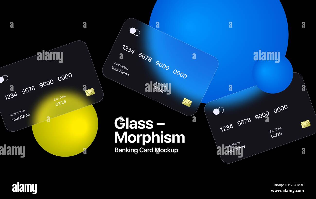Glassmorphism Banking Card Set. Presentation Slide Mockup. Digital ...