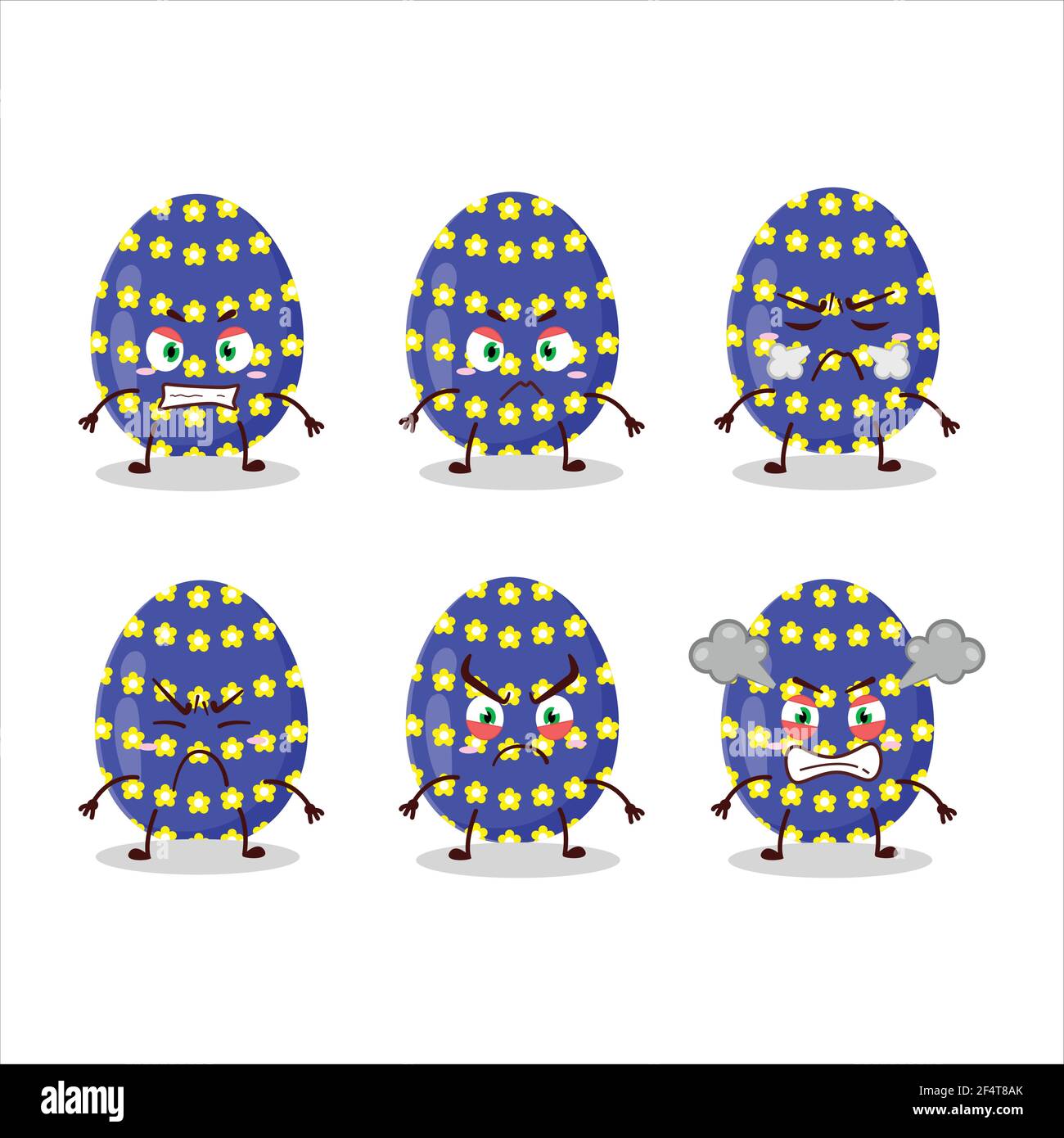 Dark blue easter egg cartoon character with various angry expressions ...