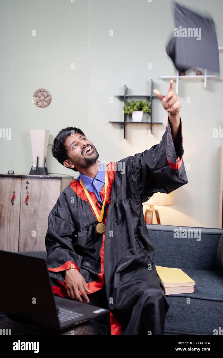 Concept of virtual graduation due to coronavirus covid-19 pandemic ...