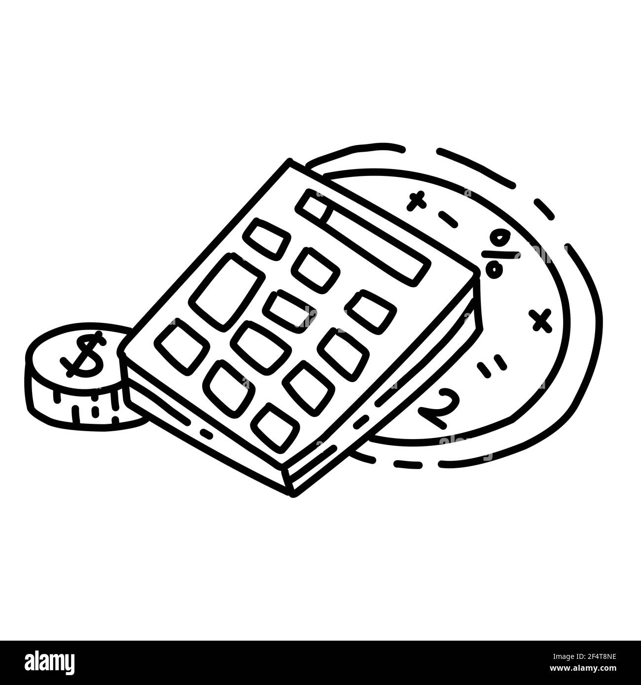 Business accounting hand drawn icon design, outline black, doodle icon ...