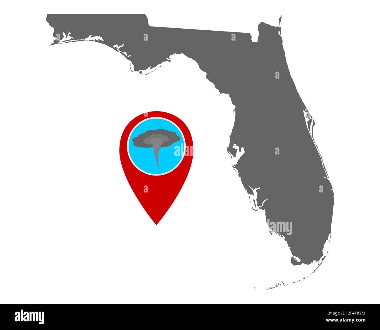 Map of Florida and pin tornado warning Stock Photo - Alamy