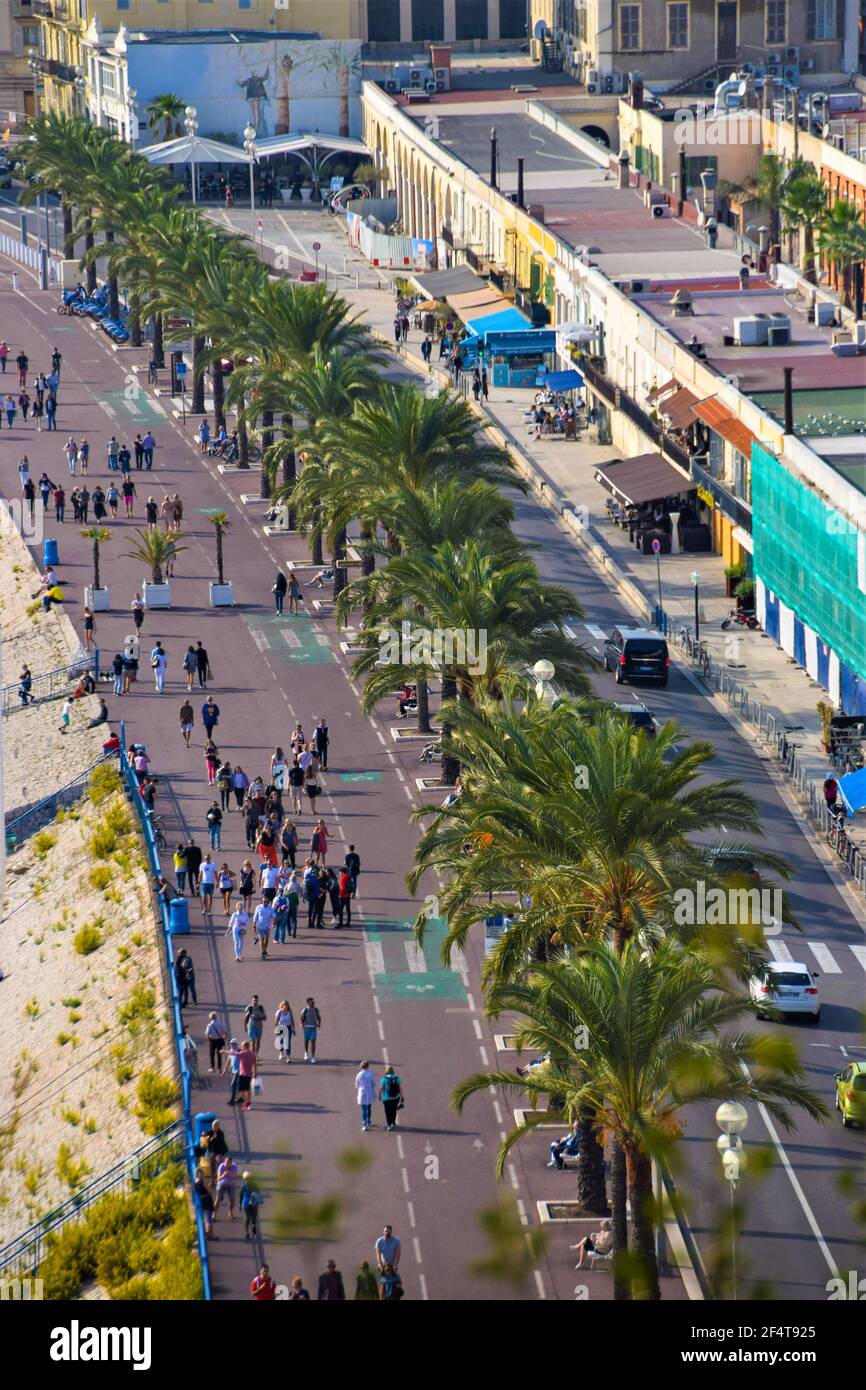 Aerial view of Quai des Etats Unis, Nice, South of France. 2019. Credit ...