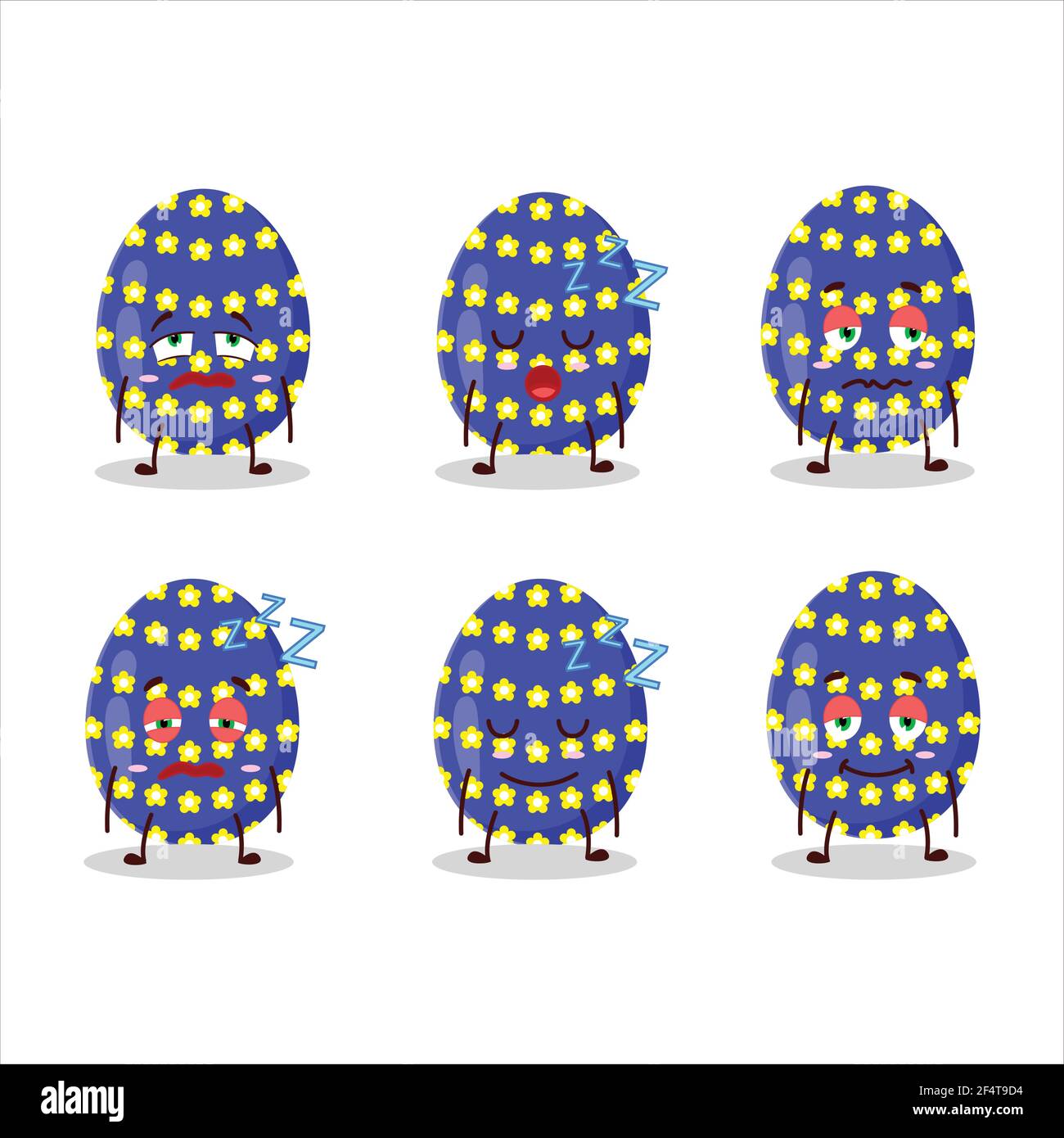 Cartoon character of dark blue easter egg with sleepy expression ...
