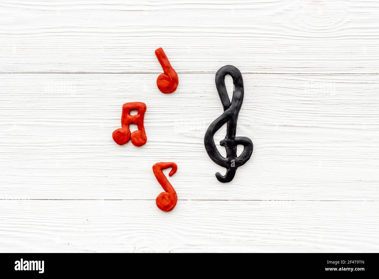 Top view of music notes made of rubber. Music abstract background Stock ...