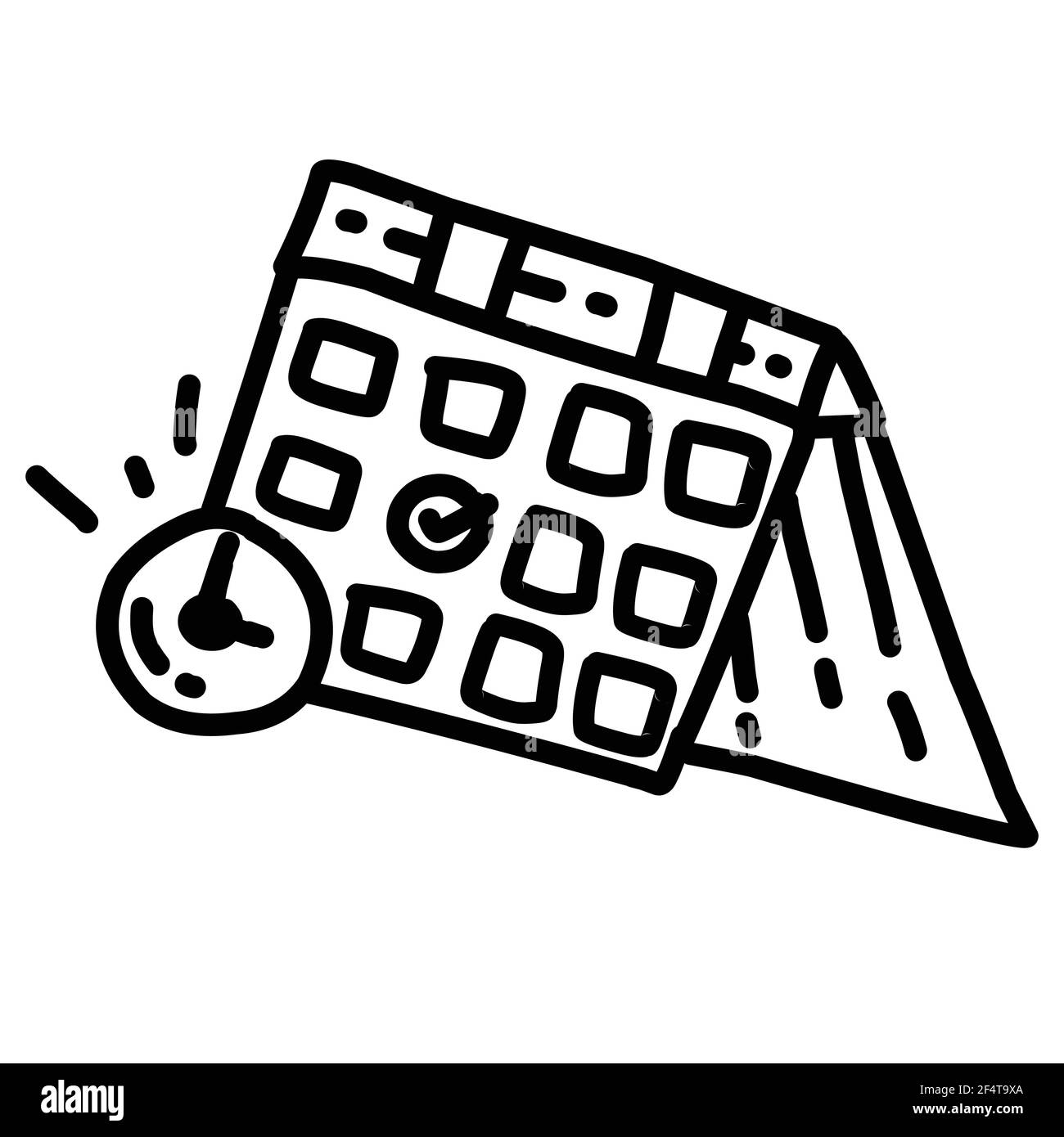 Business date hand drawn icon design, outline black, doodle icon ...