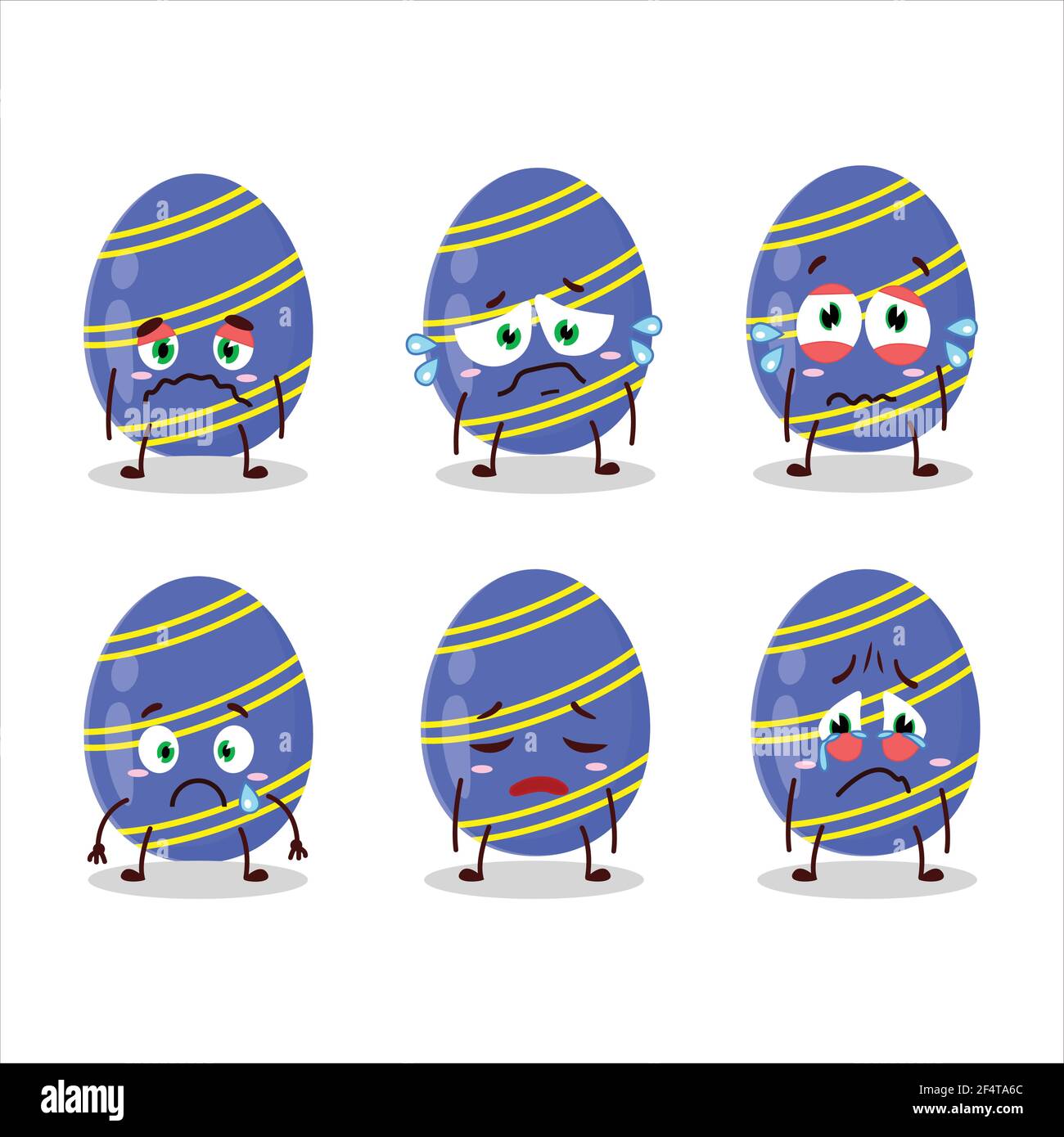 Blue easter egg cartoon character with sad expression. Vector ...