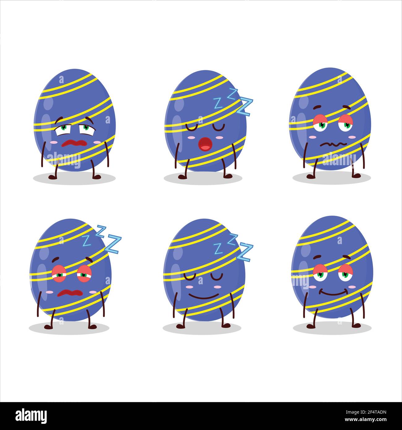 Cartoon character of blue easter egg with sleepy expression. Vector ...