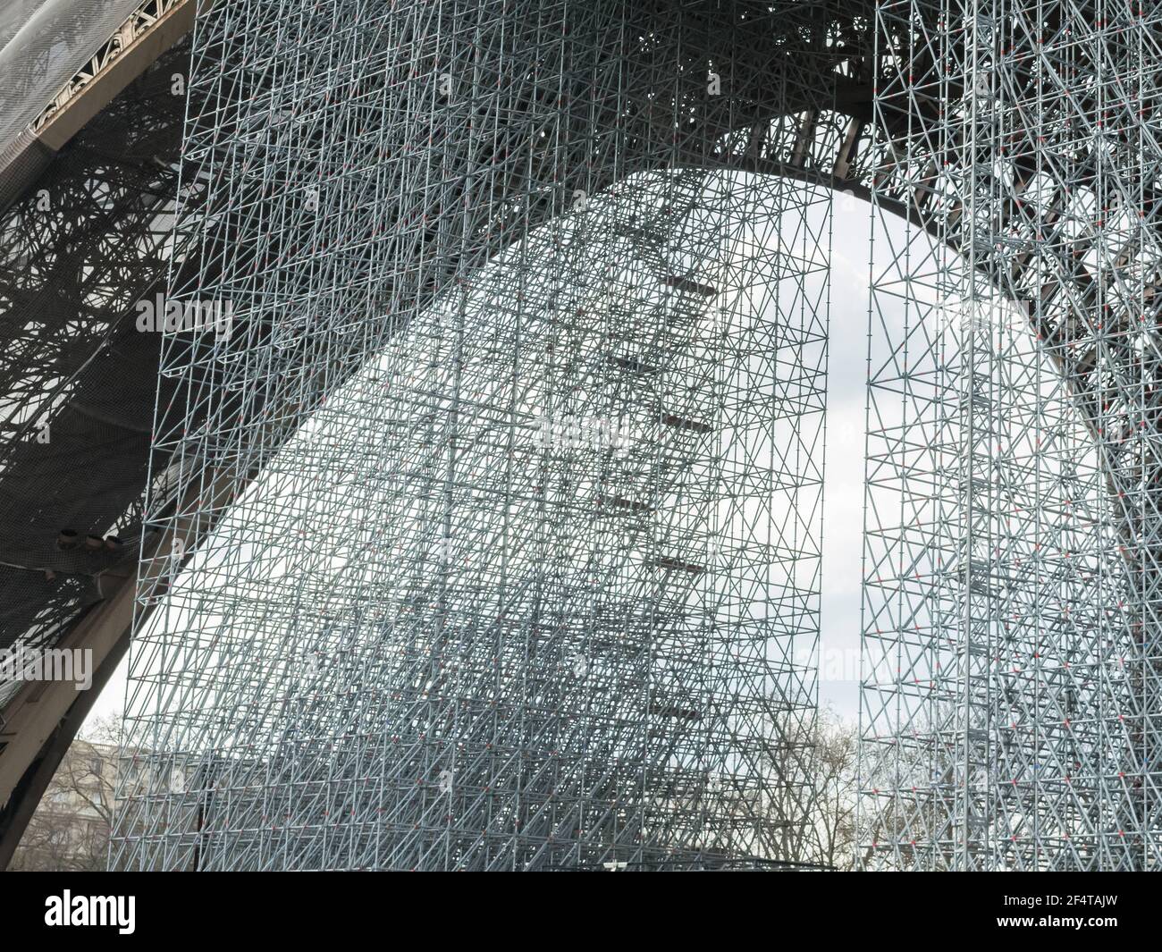 A view of the scaffolding erected for the renovation of the landmark ...