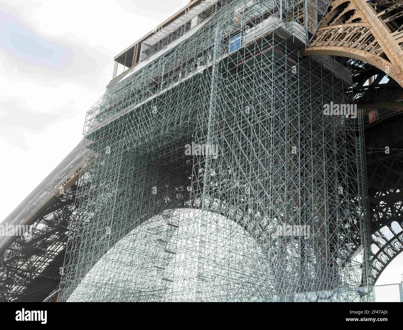A view of the scaffolding erected for the renovation of the landmark ...
