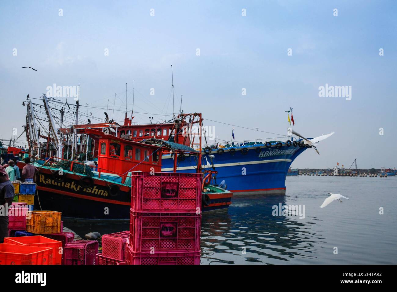 chaliyam fishing harbour Stock Photo - Alamy