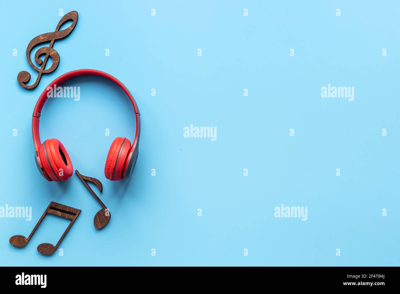 Headphones with musical notes. Listen to the music concept Stock Photo ...