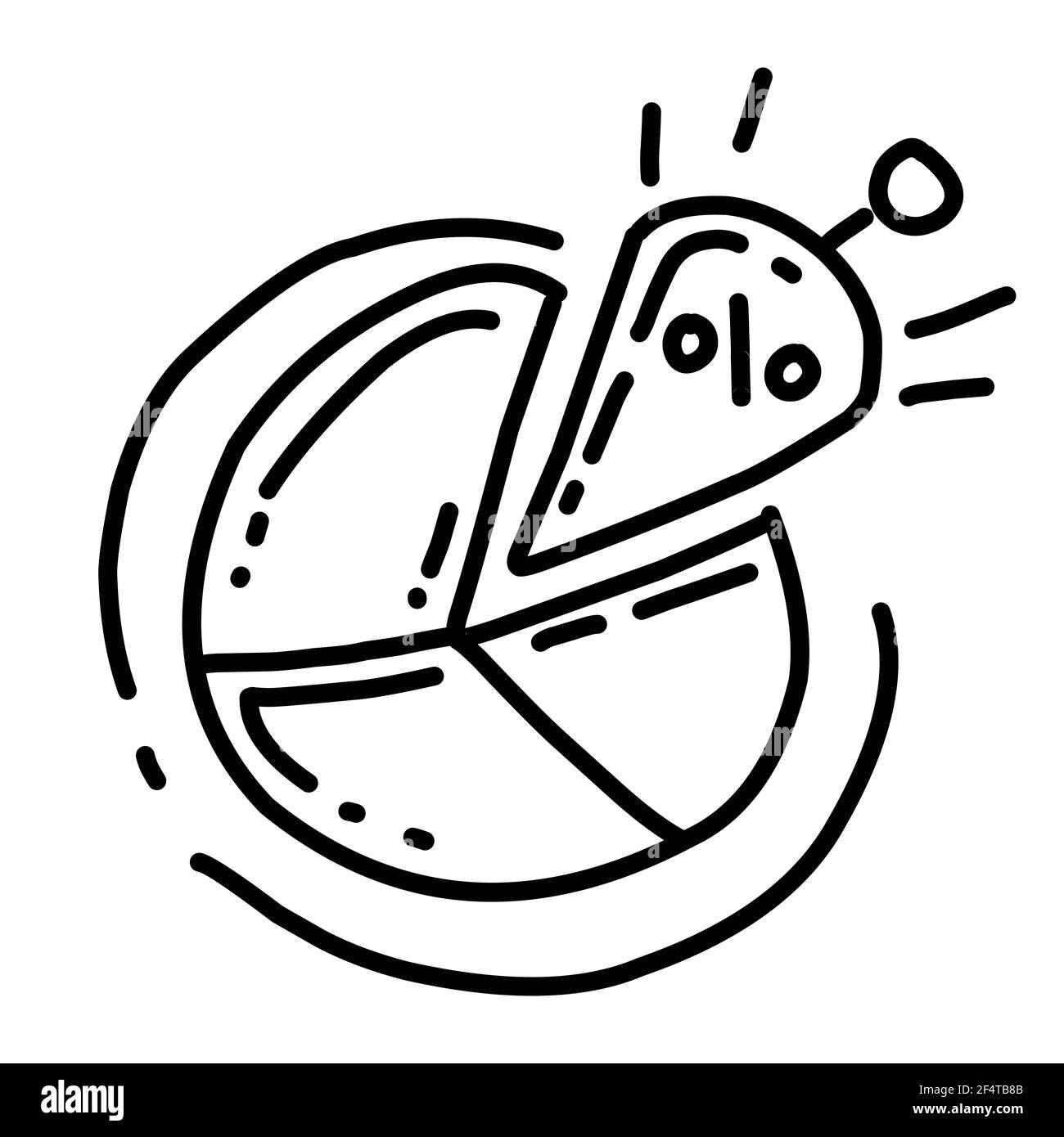 Business pie-chart hand drawn icon design, outline black, doodle icon ...