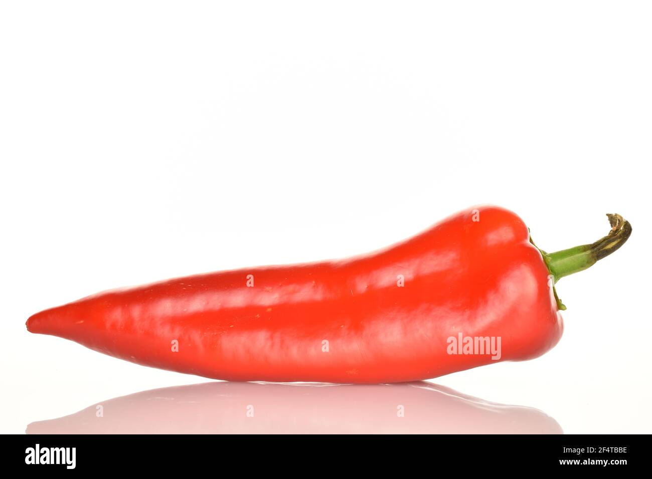 One red sweet, natural pepper, close-up, isolated on white Stock Photo ...