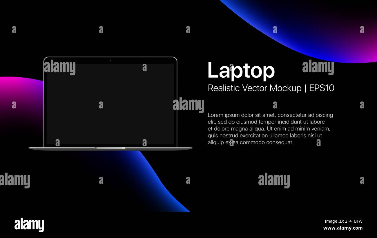 Presentation slide with Laptop Mockup on liquid bubbles background ...
