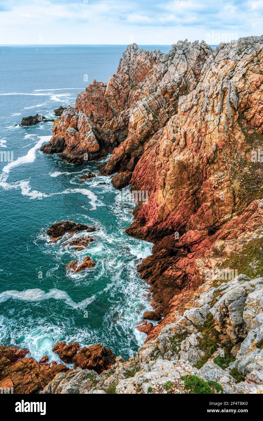 The beautiful and rocky coast of France, the bays between the rocks ...