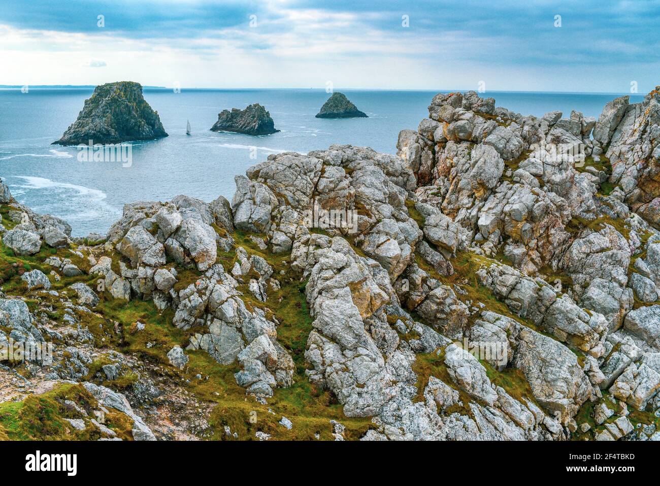 The beautiful and rocky coast of France, the bays between the rocks ...