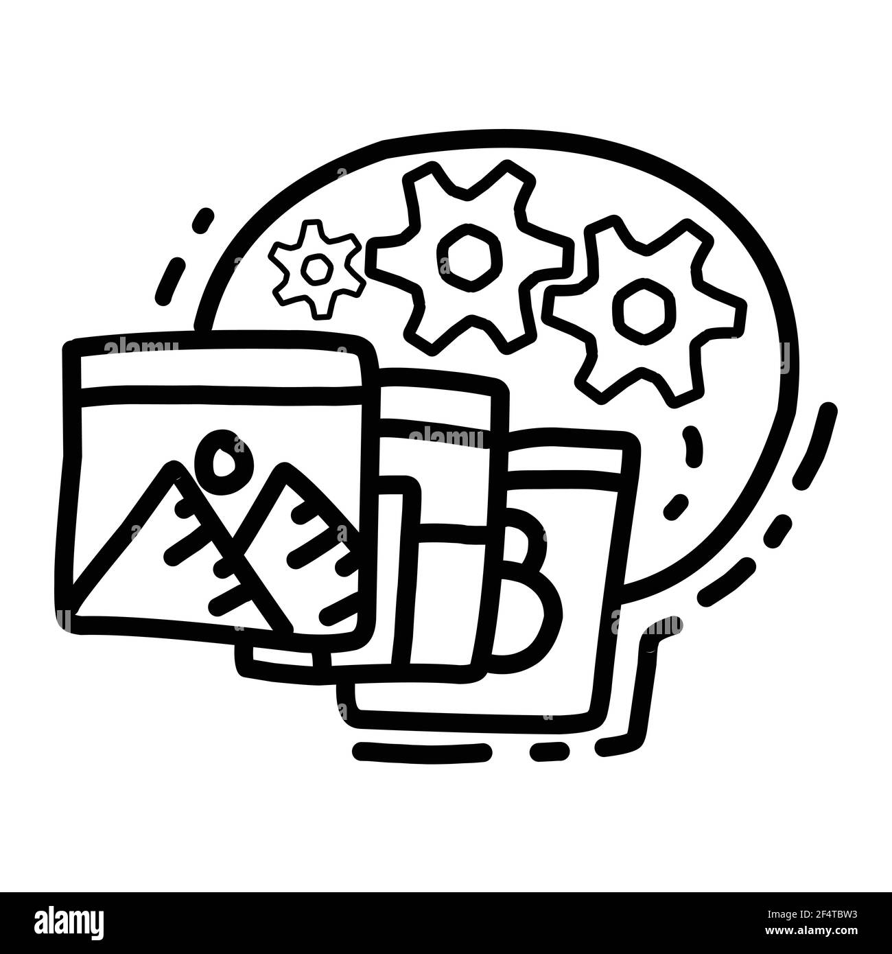 Business multitasking hand drawn icon design, outline black, doodle icon, vector icon Stock ...