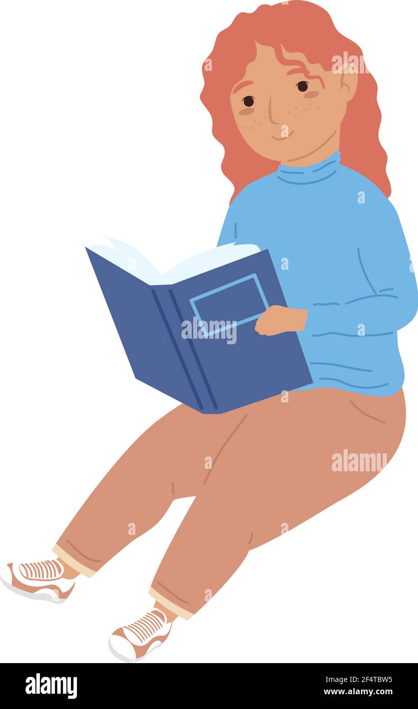 cute girl reading book character Stock Vector Image & Art - Alamy