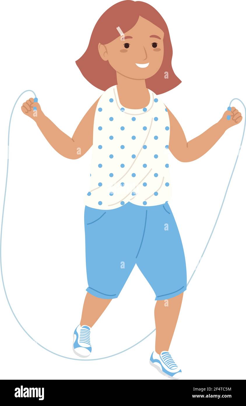 cute girl jumping rope character Stock Vector Image & Art - Alamy