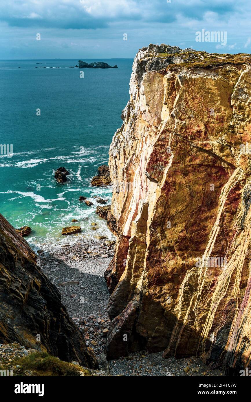The beautiful and rocky coast of France, the bays between the rocks ...