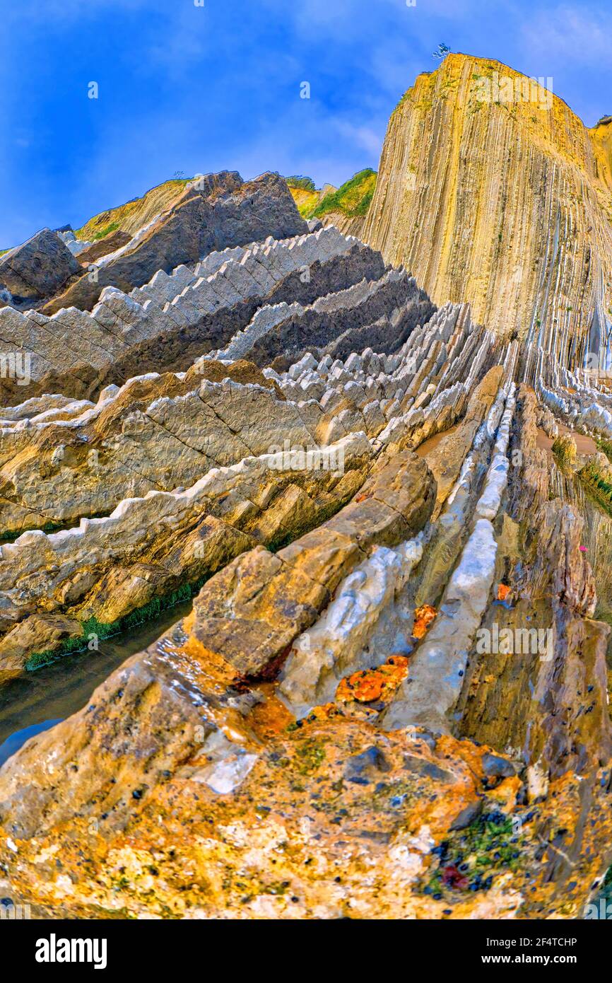 Steeply-tilted Layers of Flysch, Flysch Cliffs, Basque Coast UNESCO ...
