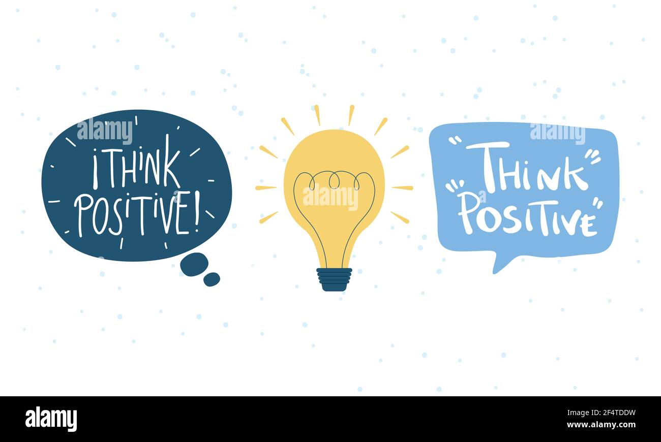 think positive letterings with bulb Stock Vector Image & Art - Alamy