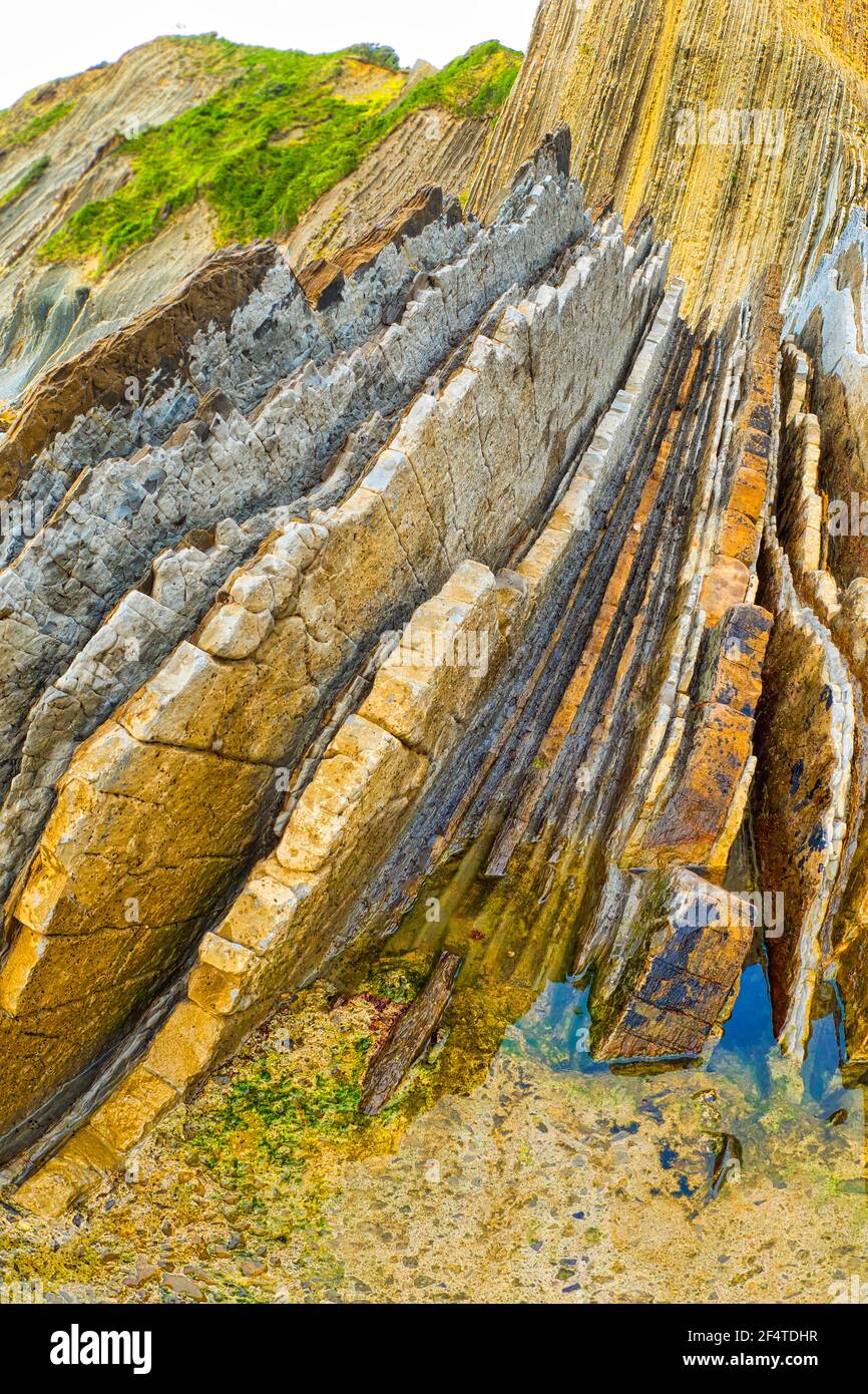 Steeply-tilted Layers of Flysch, Flysch Cliffs, Basque Coast UNESCO ...