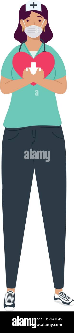 nurse lifting heart character icon Stock Vector Image & Art - Alamy