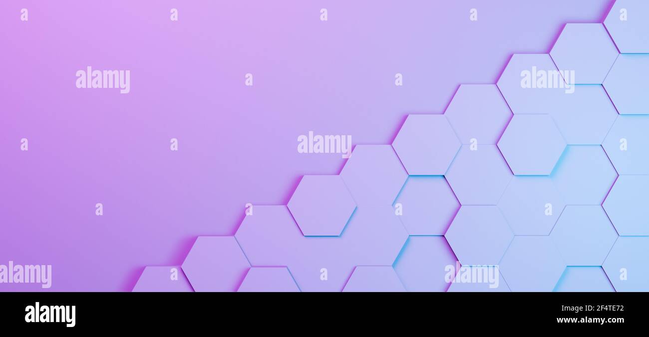 Diagonal arrangement of hexagons or honeycombs tiles, 3D rendering hexagonal wallpaper ...