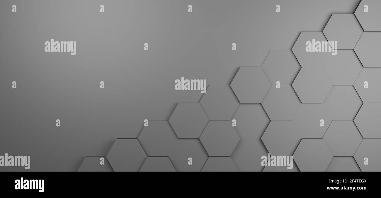 Hexagons or honeycombs tiles, 3D rendering hexagonal wallpaper, geometric illustration, abstract ...