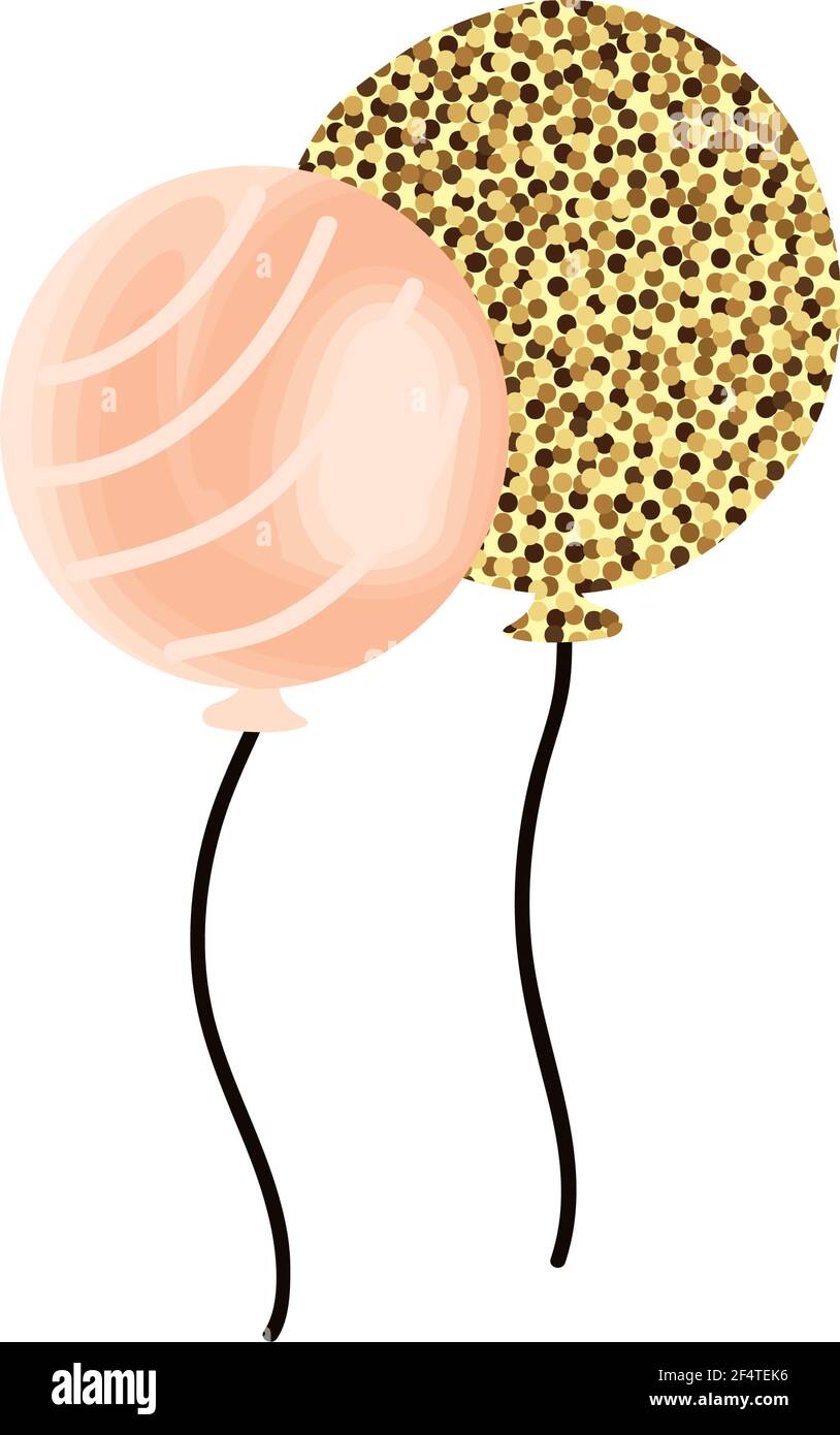 Golden Balloons Helium Floating Icon Stock Vector Image And Art Alamy