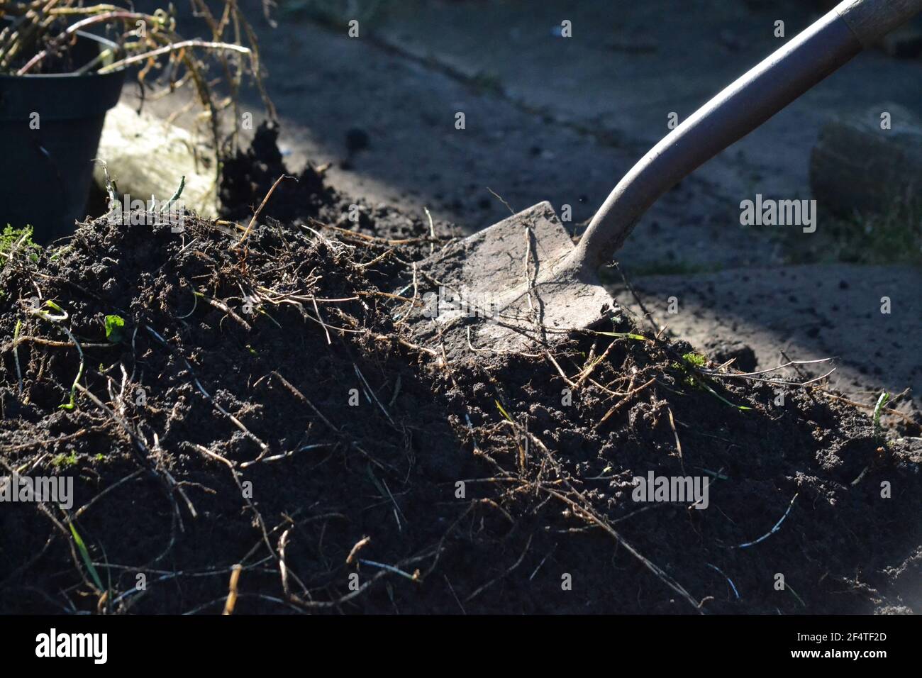 Pile Of Mud And Roots With A Garden Spade - Garden And Allotments ...