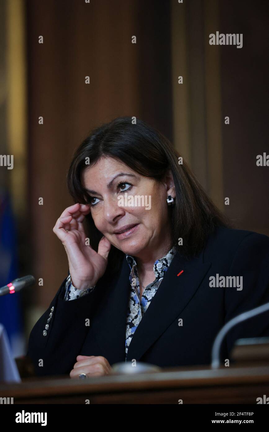 Paris' mayor Anne Hidalgo during her second day for the The City In ...
