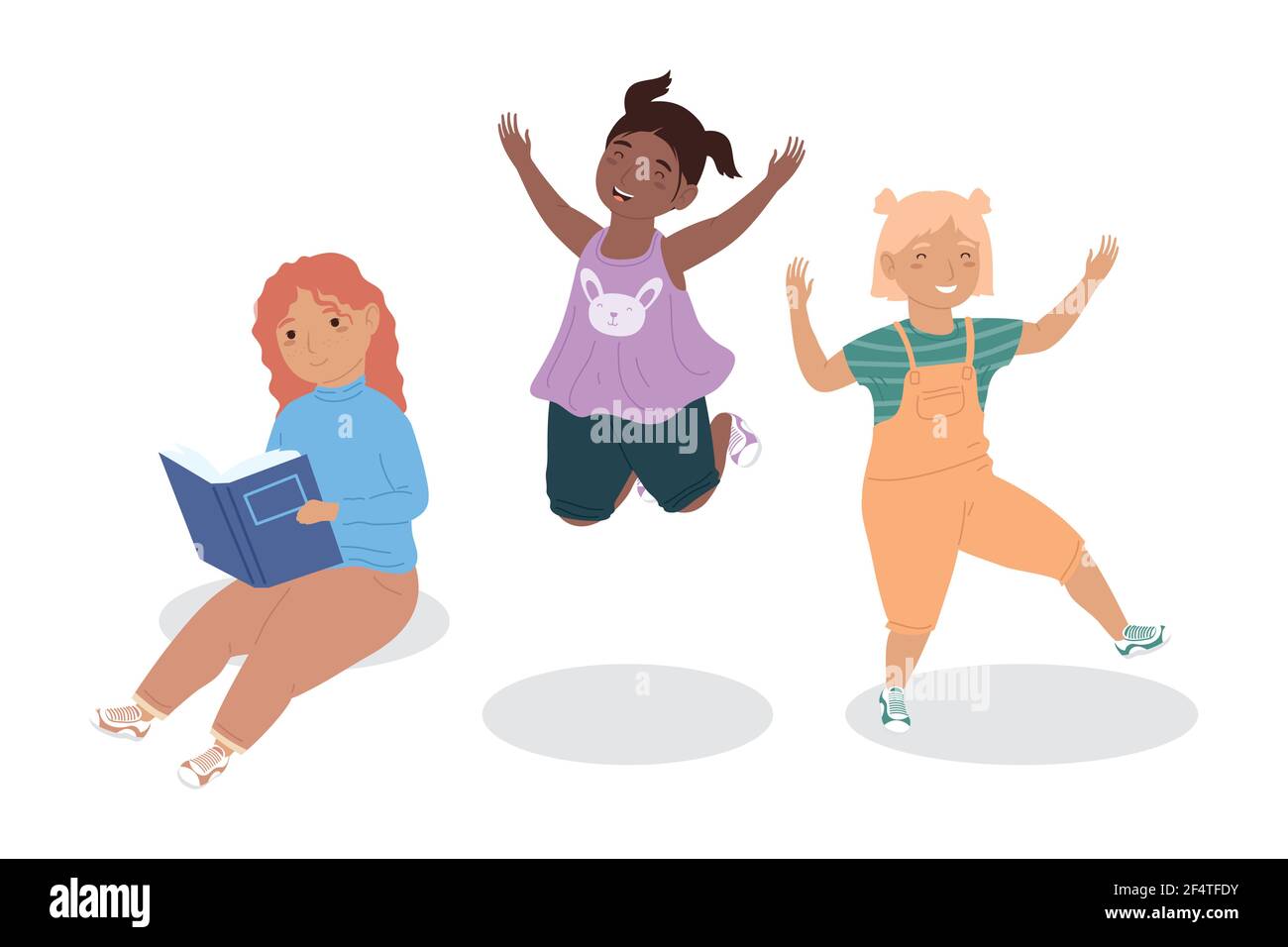 little girls playing and reading Stock Vector Image & Art - Alamy