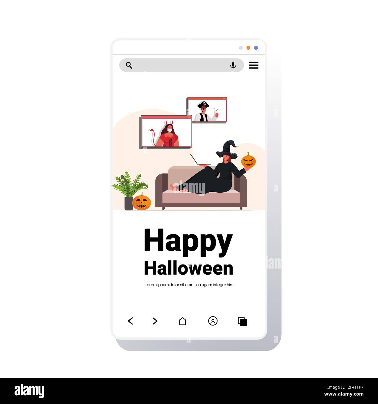 happy halloween holiday celebration woman in witch costume discussing ...