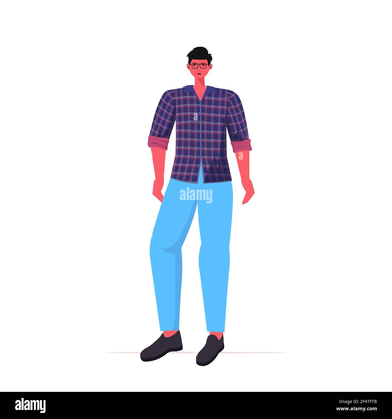 young man in casual trendy clothes male cartoon character standing pose ...