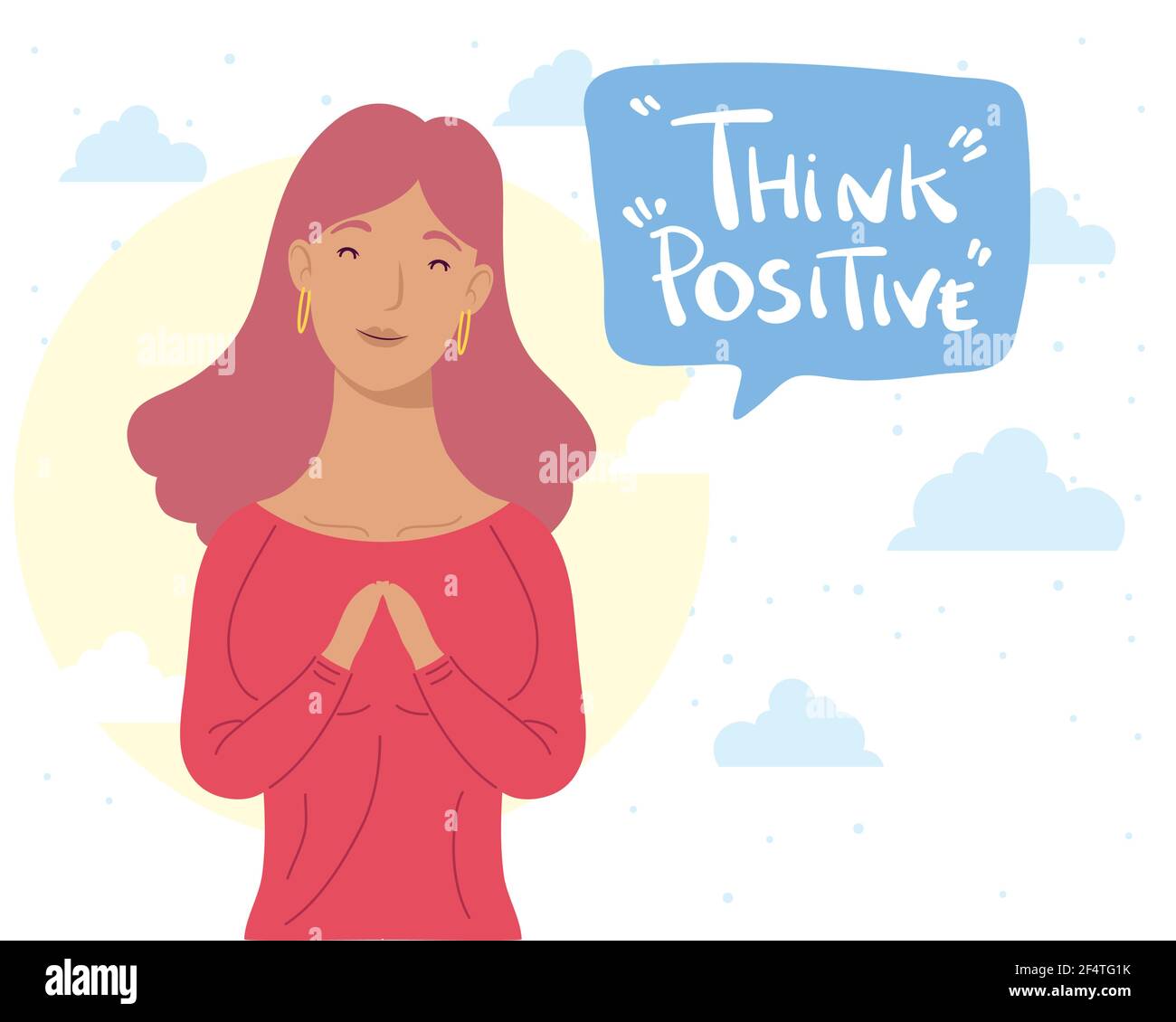 think positive quote with woman Stock Vector Image & Art - Alamy