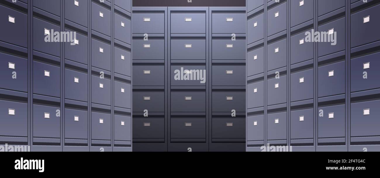 office wall of filing cabinet document data archive storage folders for files business ...