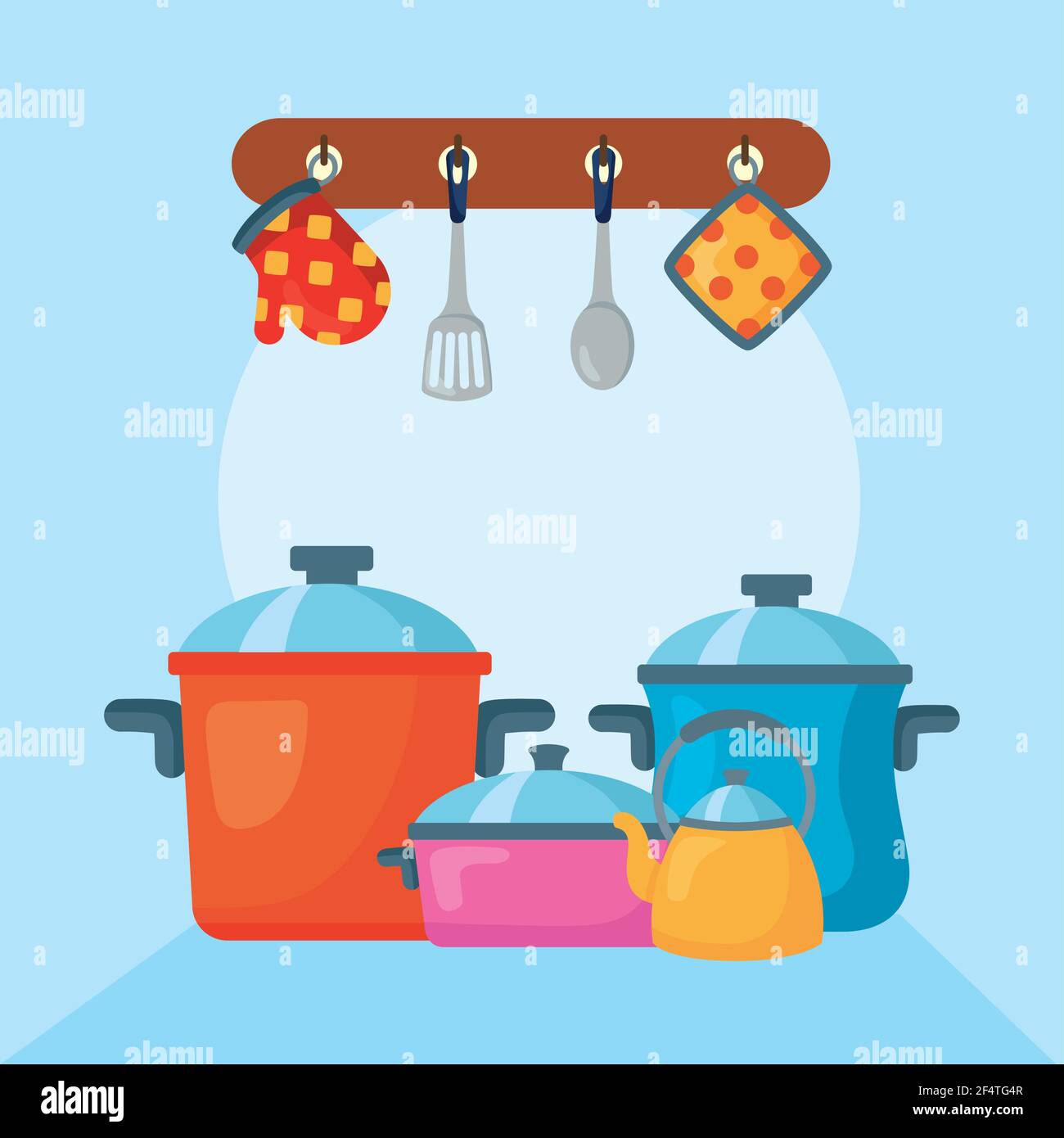 Kitchen utensils pots on Stock Vector Images - Alamy
