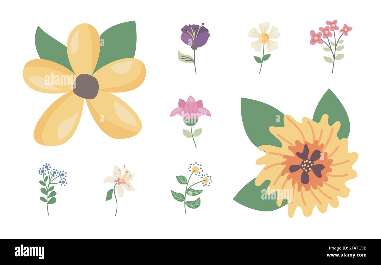 Nine flowers Stock Vector Images - Alamy
