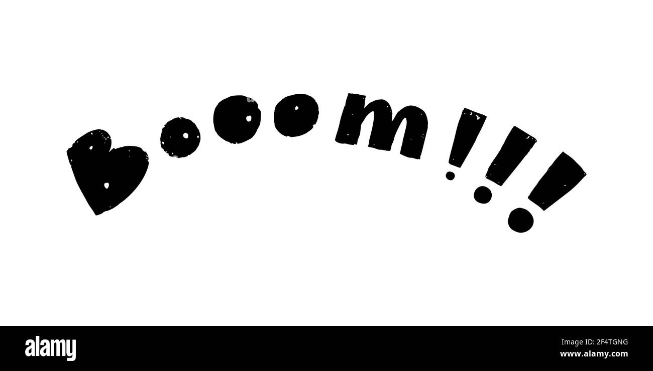 Booom - black and white lettering in cartoon style Stock Vector Image ...