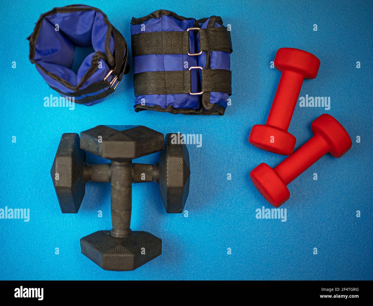 Equipment for exercising the muscles of the arms and legs. Weights and ...