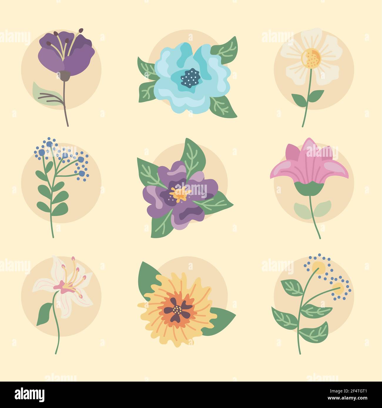 Nine flowers Stock Vector Images - Alamy